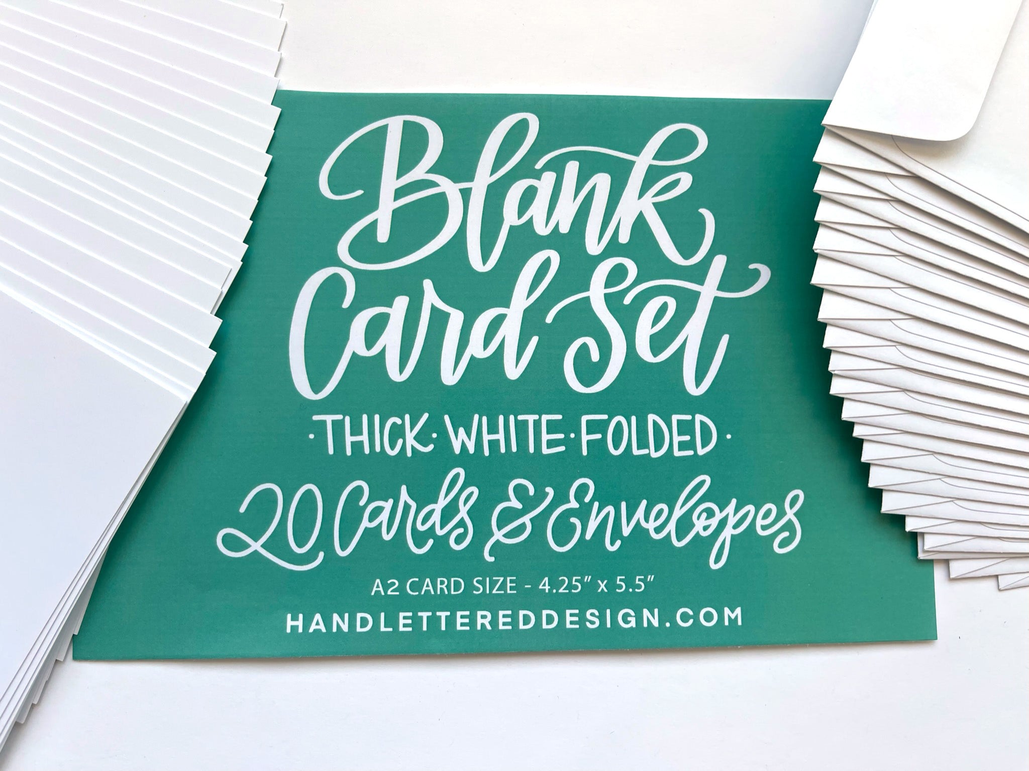 Blank Card Set - 20 Cards and Envelopes Size A2 – Hand Lettered Design